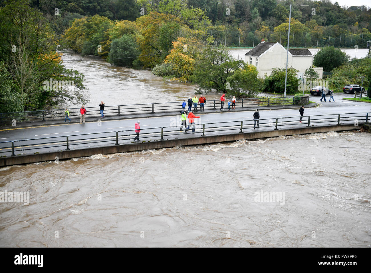 The River Neath rises high to the main road in Aberdulais, Neath, South ...