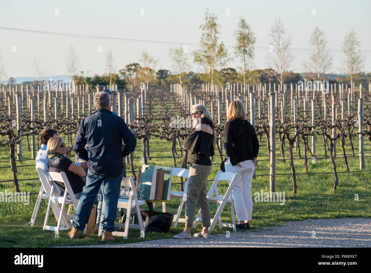 People tasting wines and speaking with the vigneron at Rowlee Winery at ...