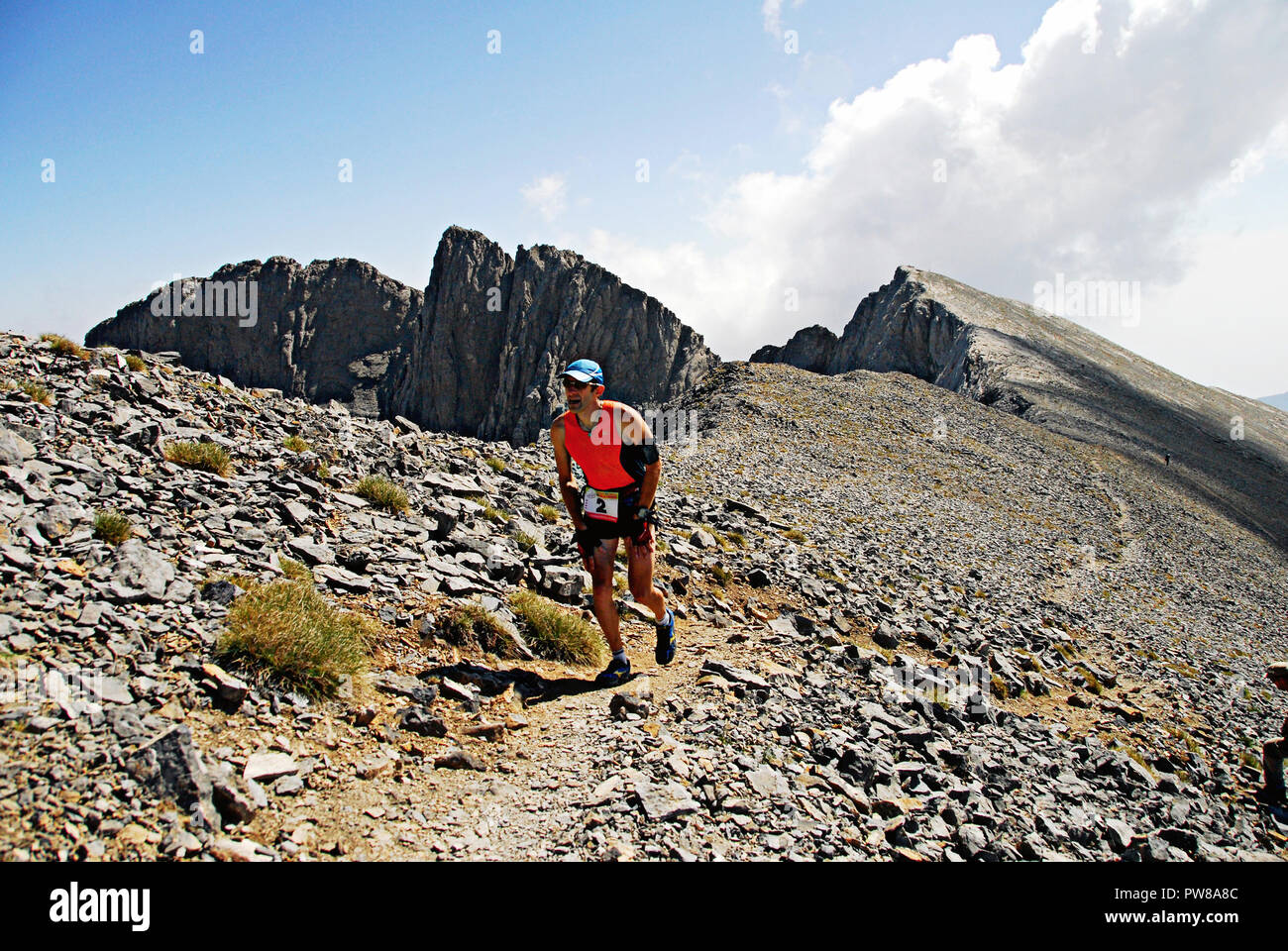 A marathon runner at 2.850 m. height, on the way of the E4 European ...