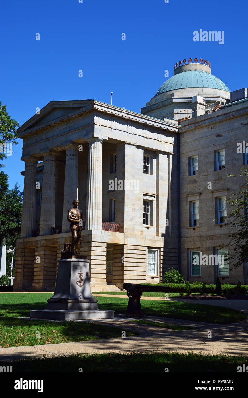 A memorial to Worth Bagley outside the old NC Capitol building. In 1898 ...