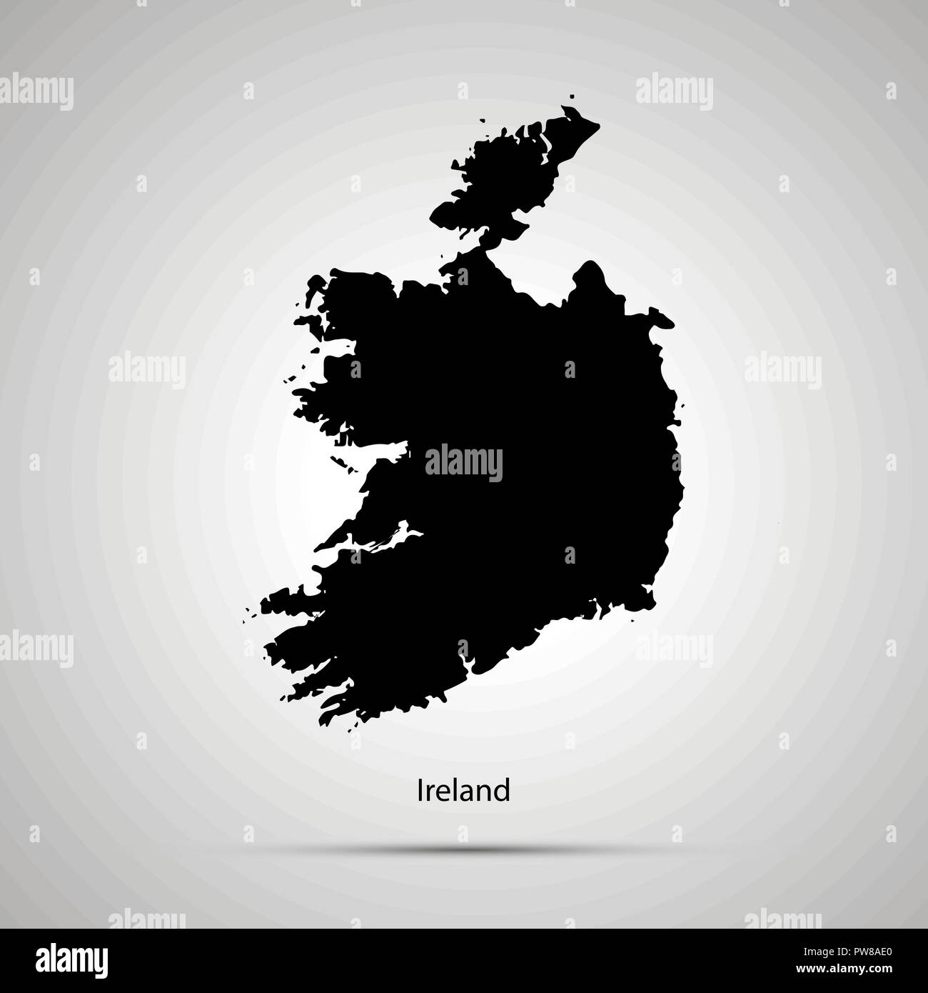 Ireland country map, simple black silhouette on gray Stock Vector Image ...