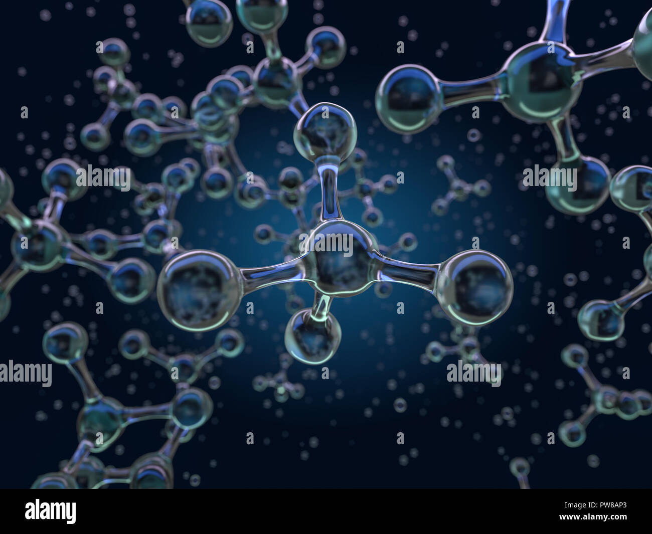 Illustration of molecule model. Science, medical background with ...
