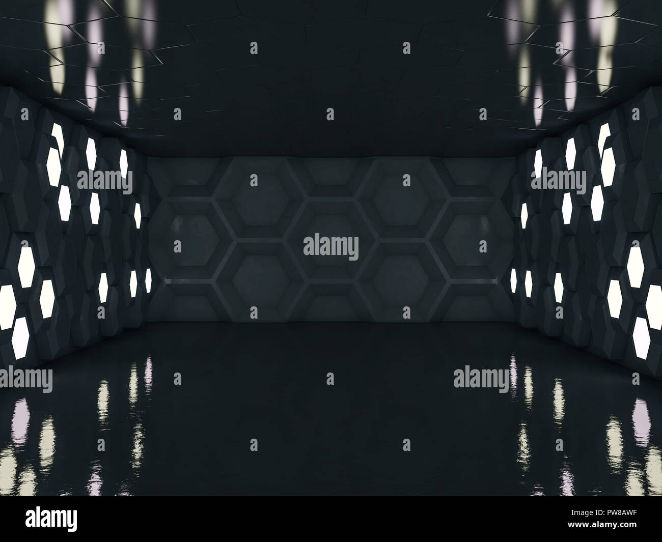 Background of an empty room with walls and neon light. Neon rays and ...