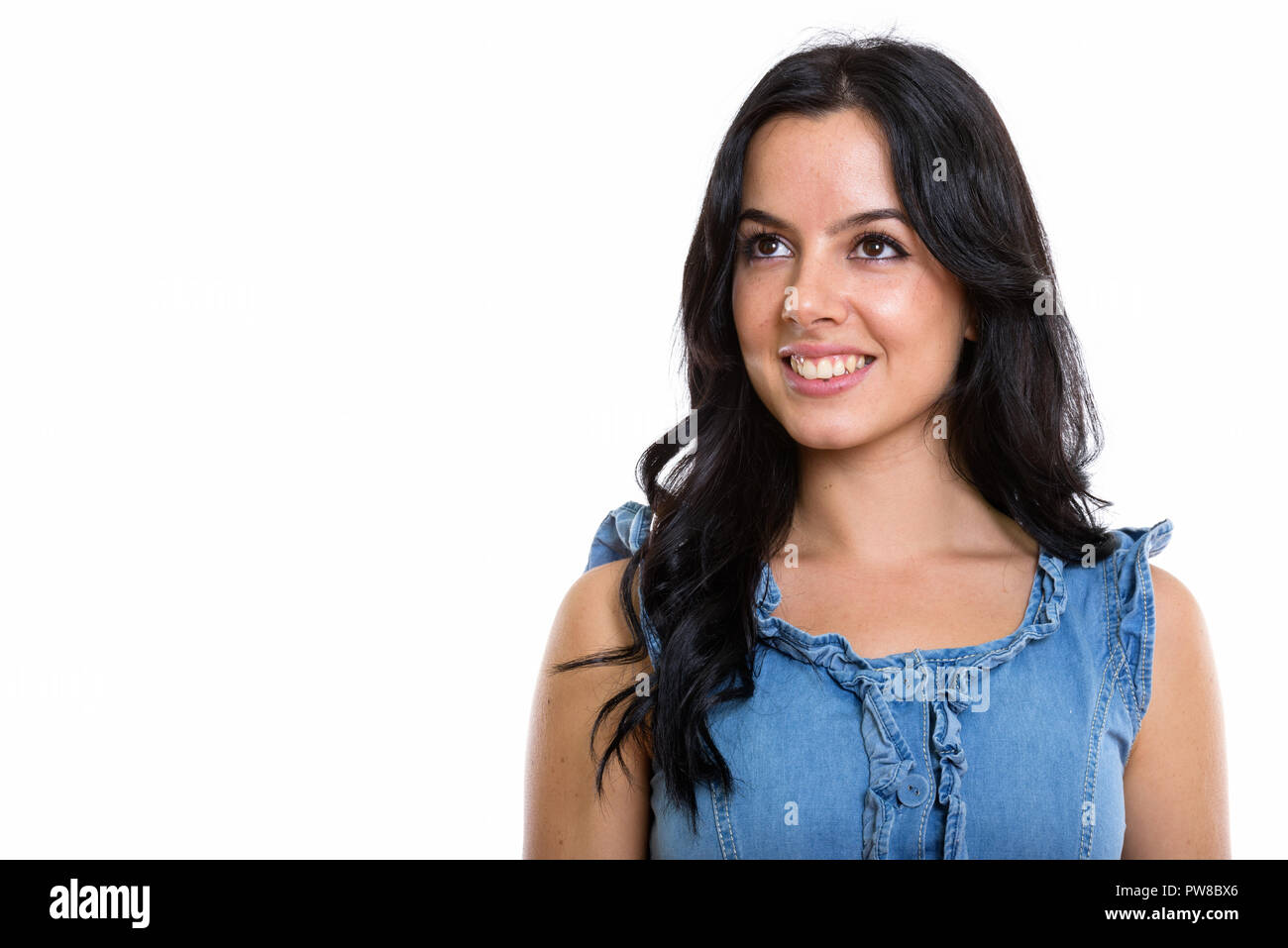 Beautiful woman smiling looking up hi-res stock photography and images ...