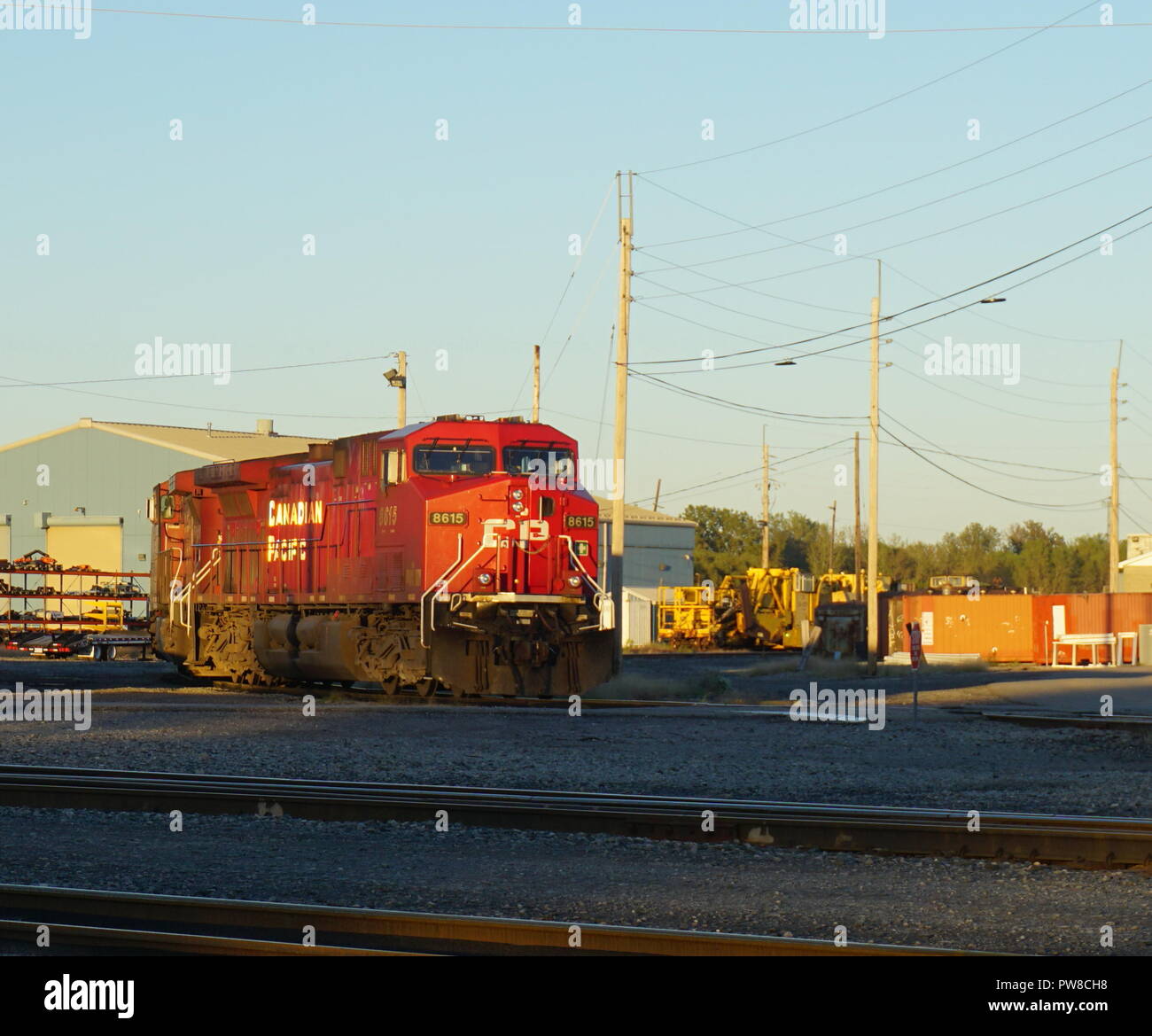 railroad tracks and engine Stock Photo - Alamy