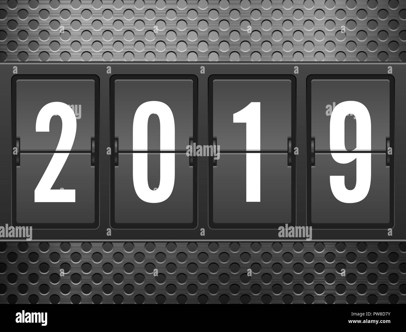 Arrivals 2019 year flip clock. Vector illustration Stock Photo - Alamy