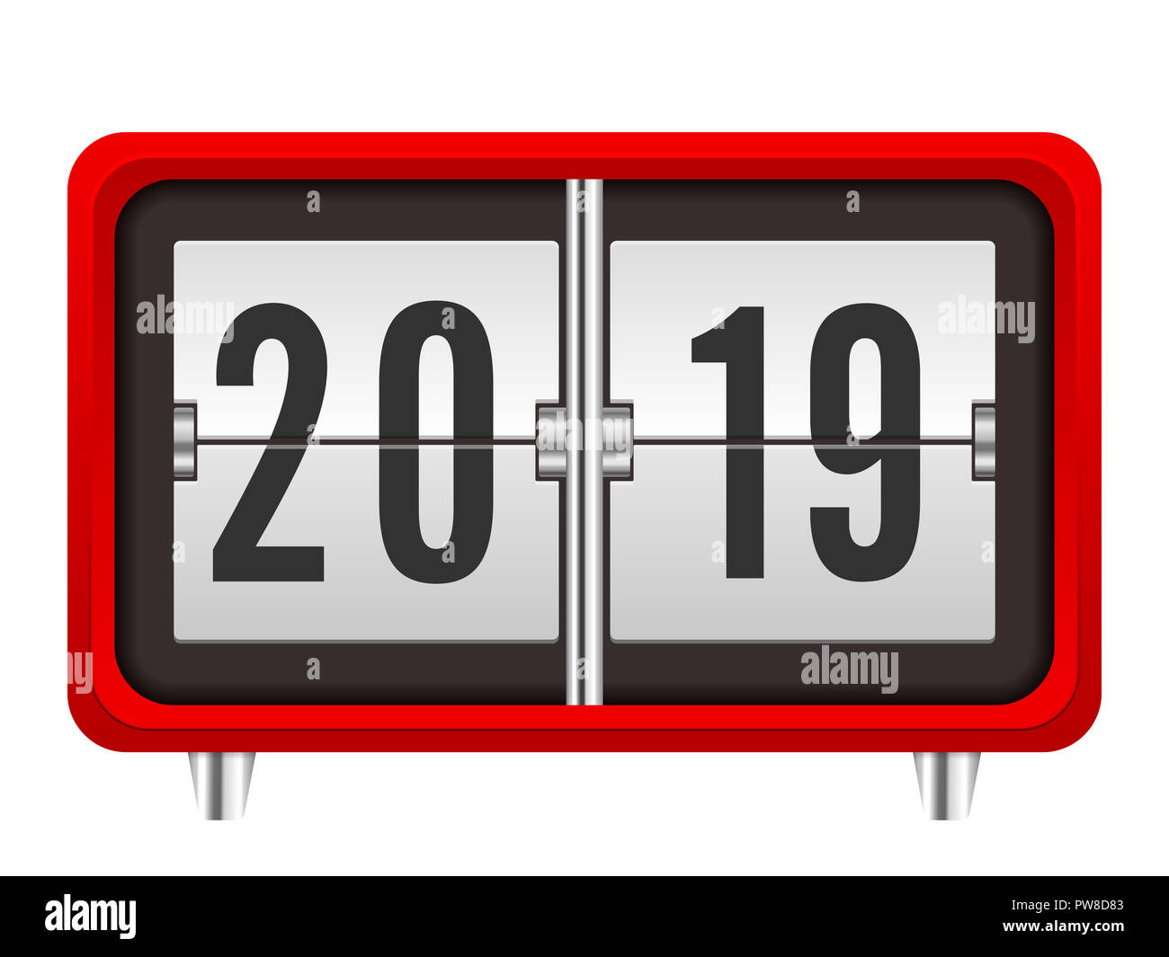 Clock with new year 2019 on a white background Stock Photo - Alamy