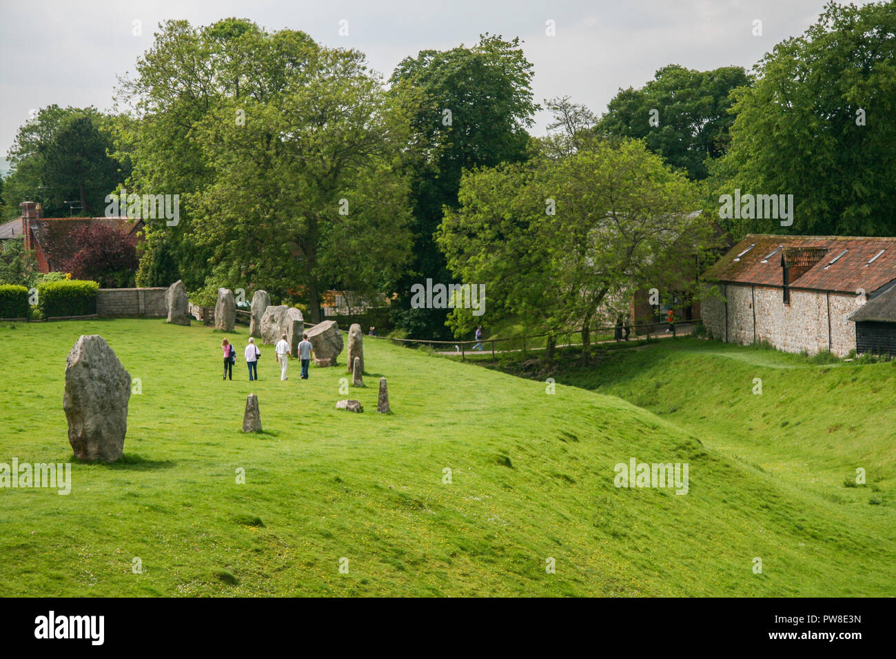 People men and women walking around Avebury stone circles Neolithic ...