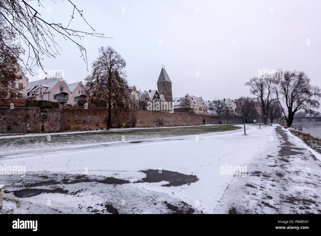 Ulm city wall in winter with snow hi-res stock photography and images ...