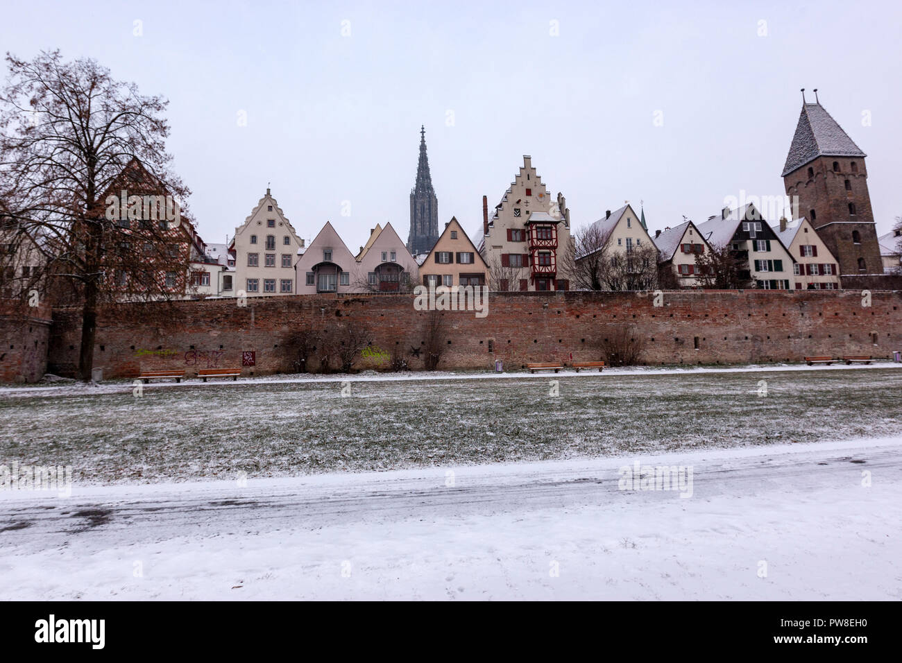 Ulm city wall in winter with snow hi-res stock photography and images ...