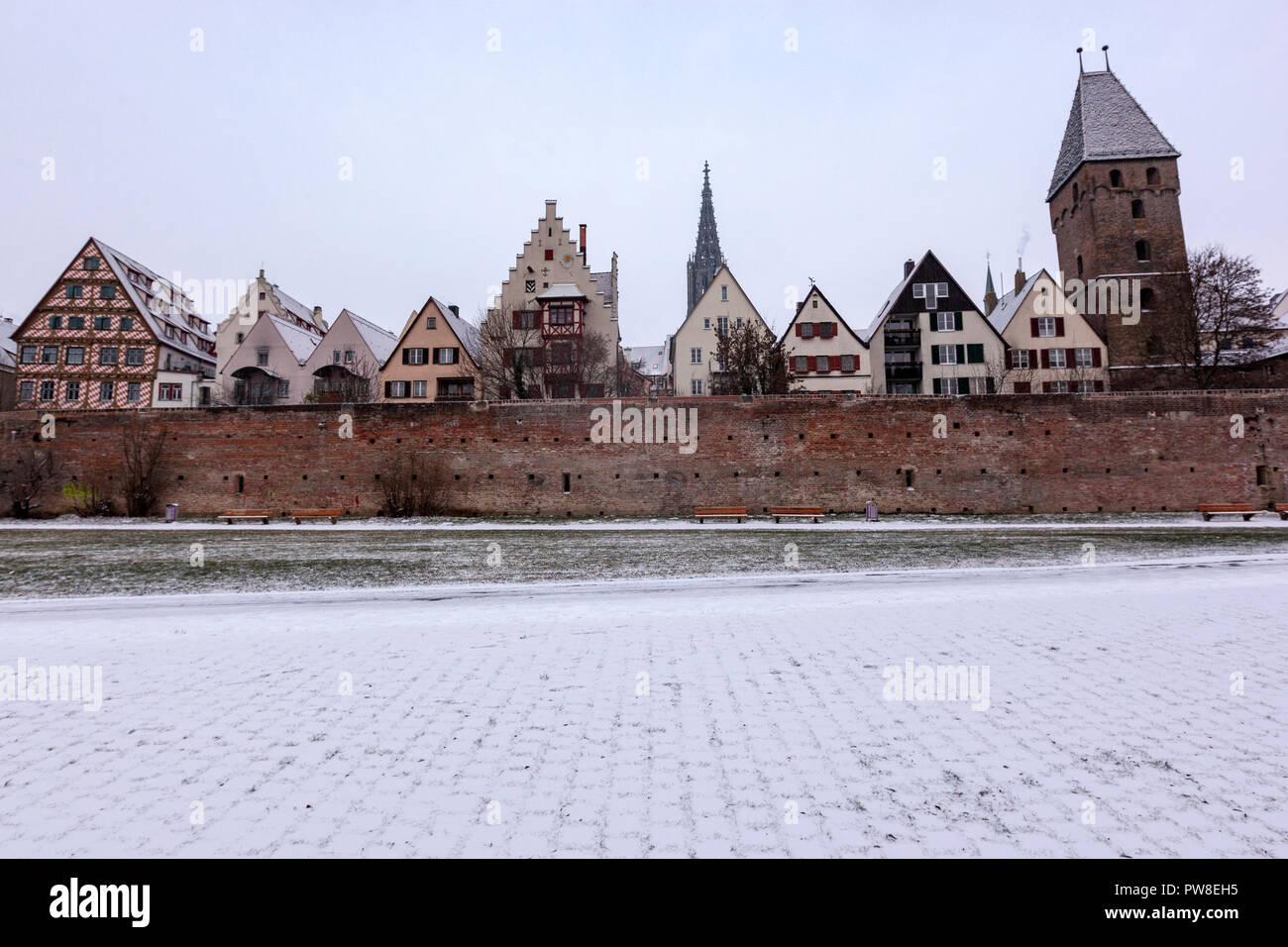 Ulm city wall in winter with snow hi-res stock photography and images ...