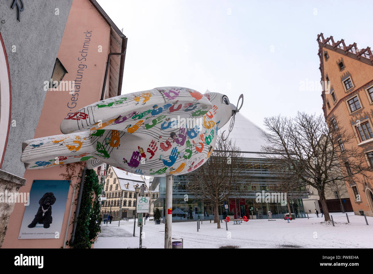 The Ulm Sparrow, Ulmer Spatz and the Town hall, Rathaus , Baden ...