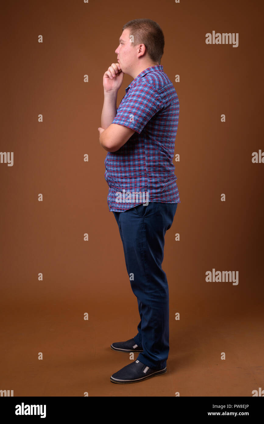 Fat man side view hi-res stock photography and images - Alamy