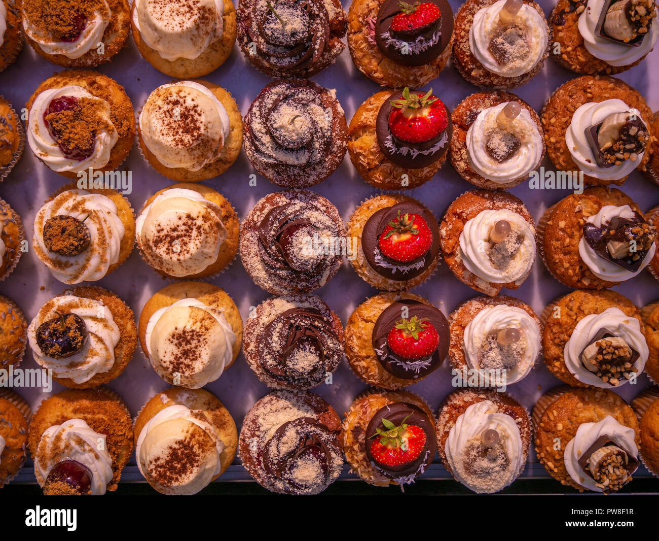 Top view of variety of cup cakes Stock Photo - Alamy