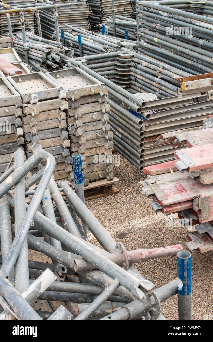 Assorted construction materials stored in piles Stock Photo - Alamy