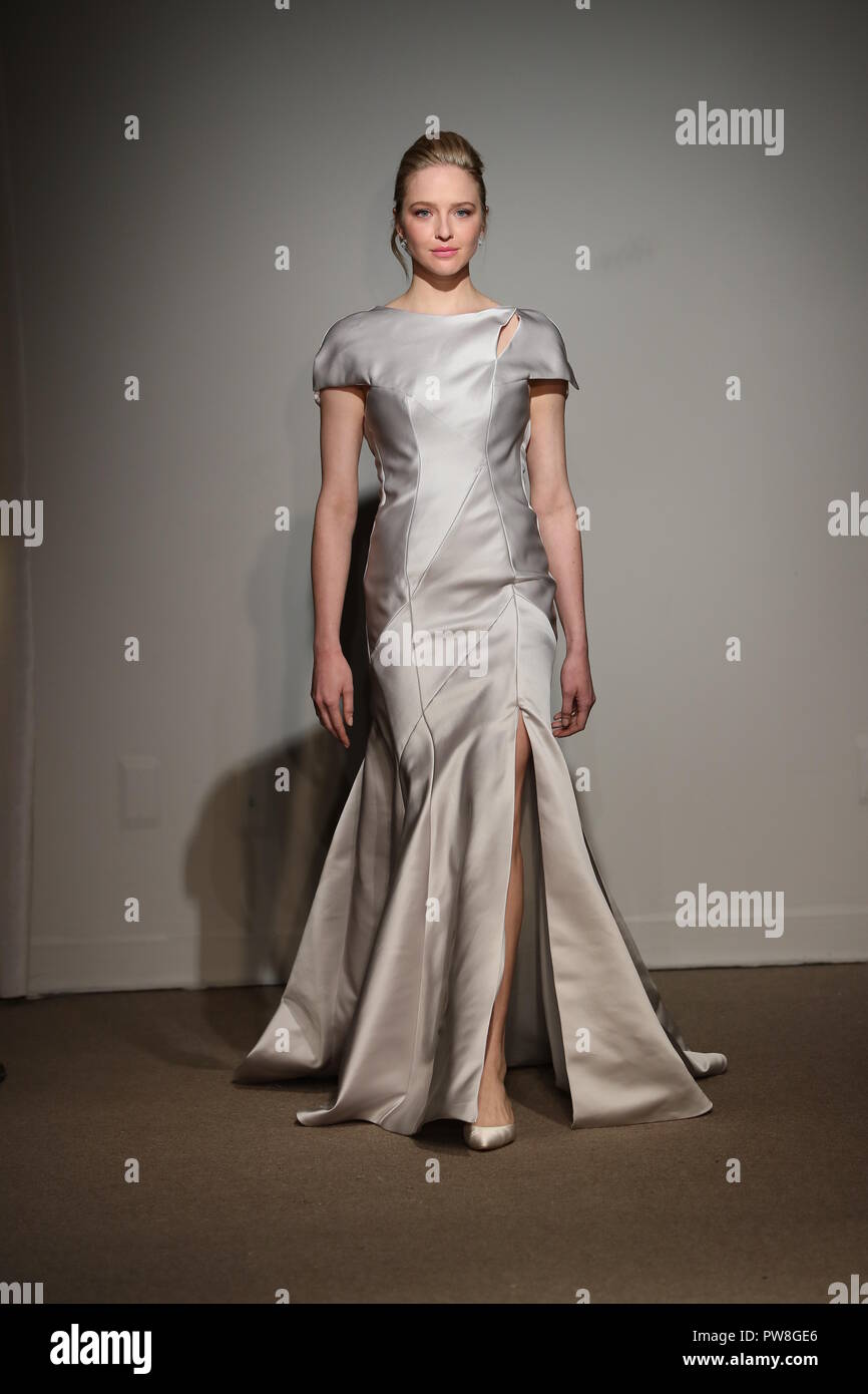NEW YORK, NY - APRIL 14: A model walks the runway during the Anna Maier ...