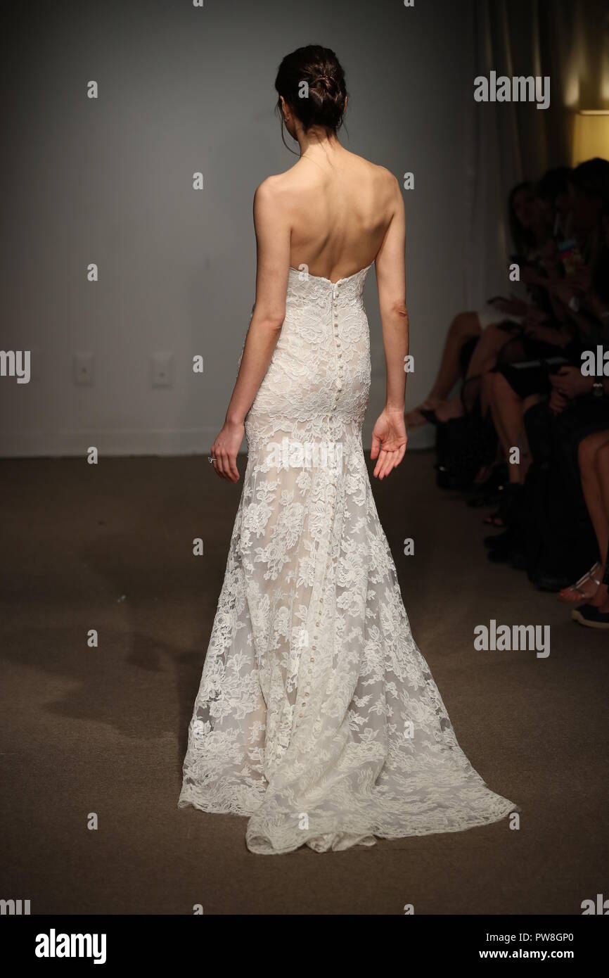 NEW YORK, NY - APRIL 14: A model walks the runway during the Anna Maier ...