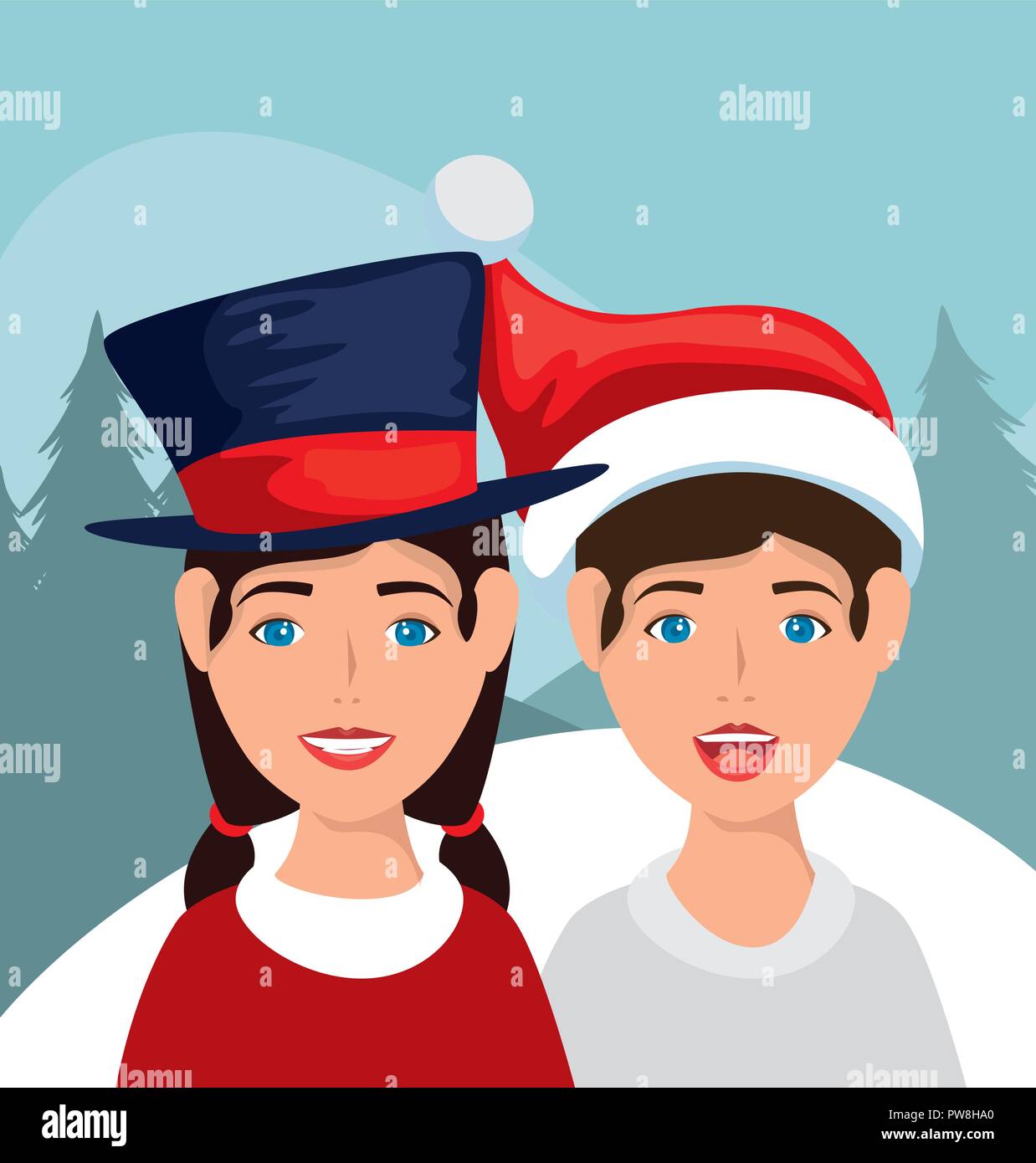 couple with december clothes Stock Vector Image & Art - Alamy