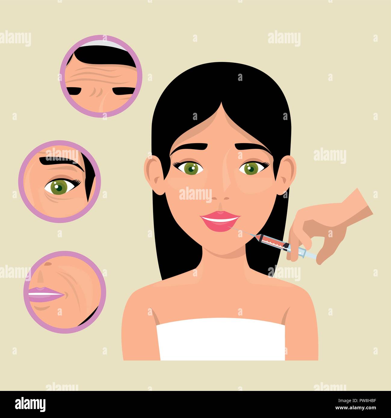 woman with botox treatment Stock Vector Image & Art - Alamy