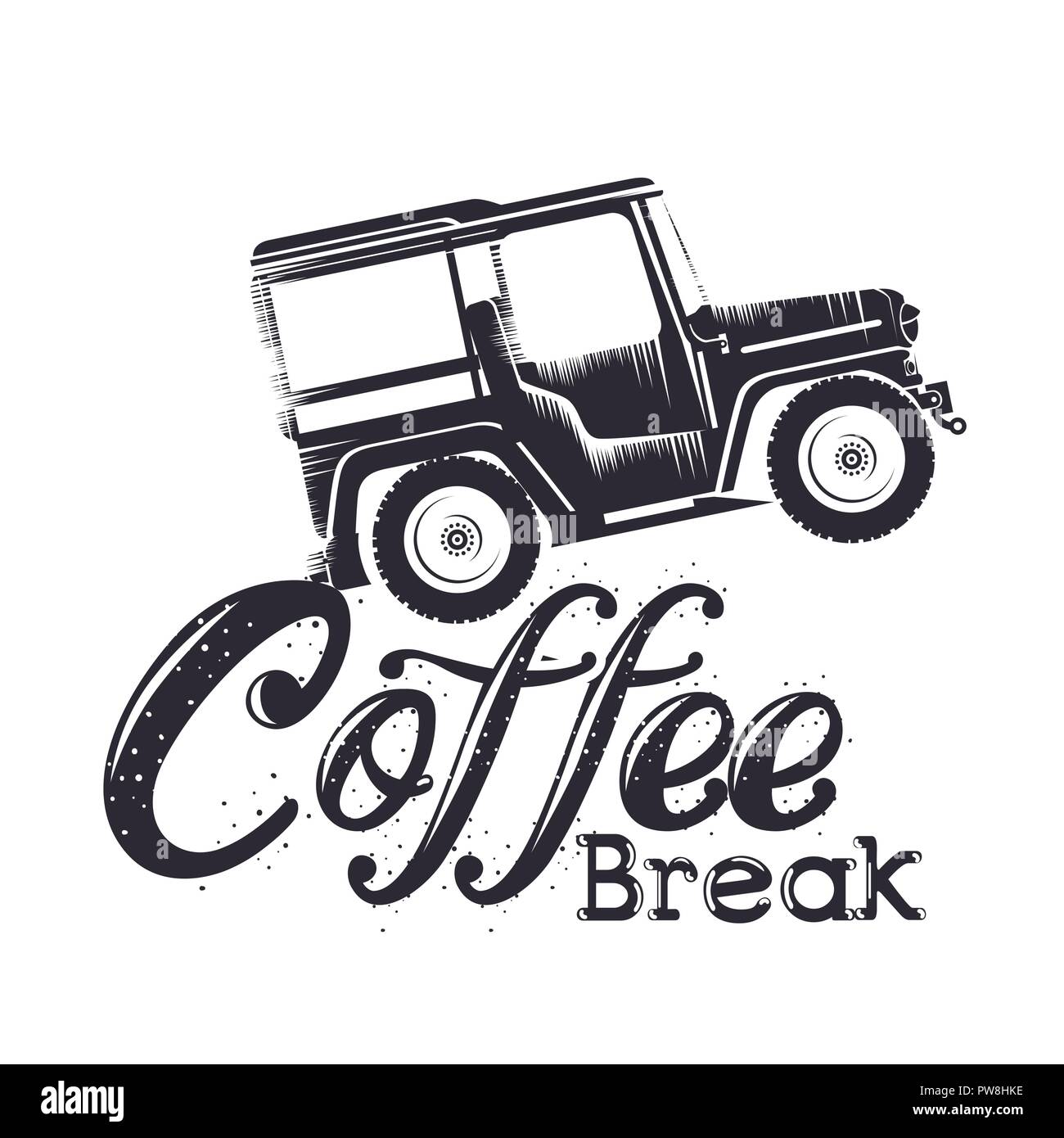 Old car coffee shop Stock Vector Images - Alamy
