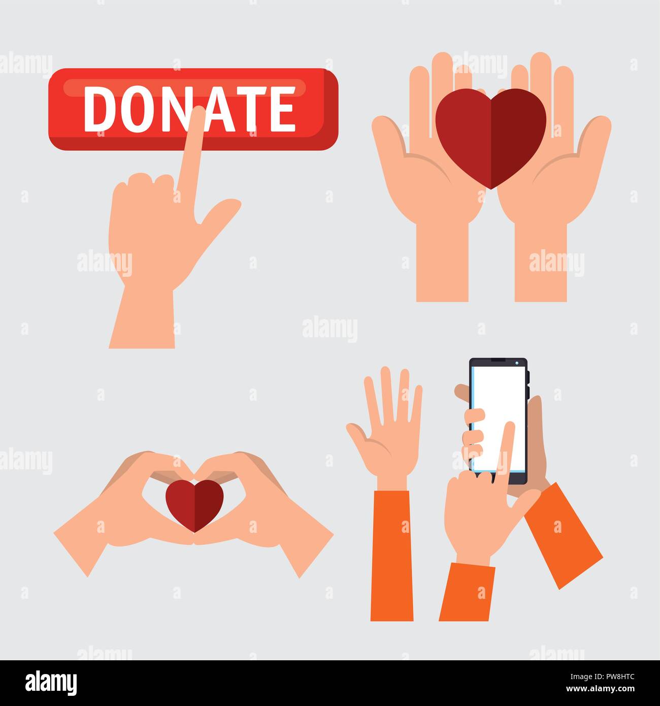 hands with hearts charity donation Stock Vector Image & Art - Alamy