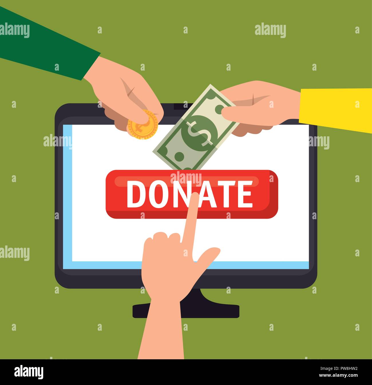 computer with charity donation online Stock Vector Image & Art - Alamy