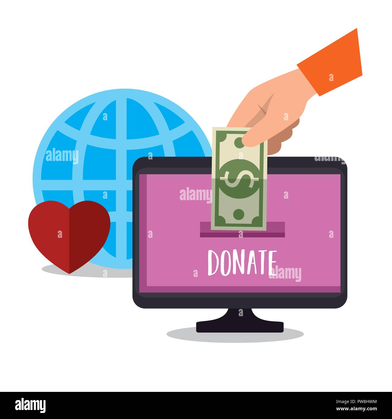 computer with charity donation online Stock Vector Image & Art - Alamy