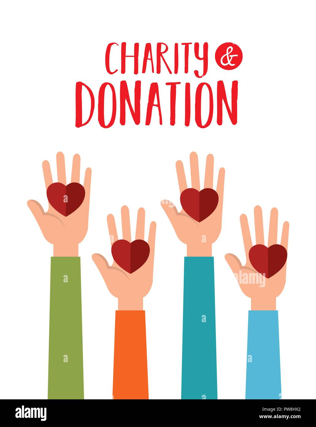 hands with hearts charity donation Stock Vector Image & Art - Alamy