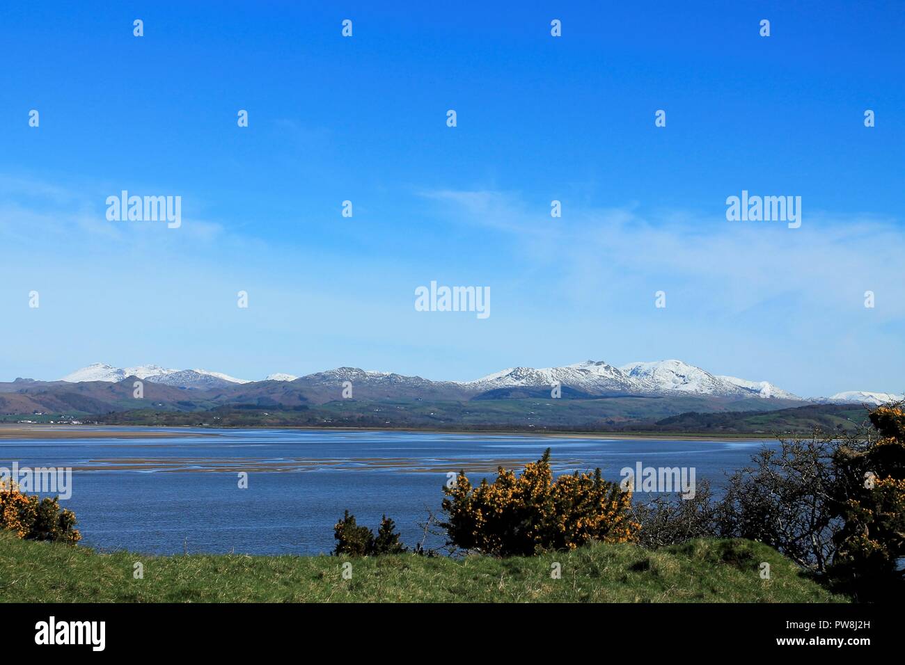 UK Duddon Estuary. View across the Duddon Estuary towards the distant ...