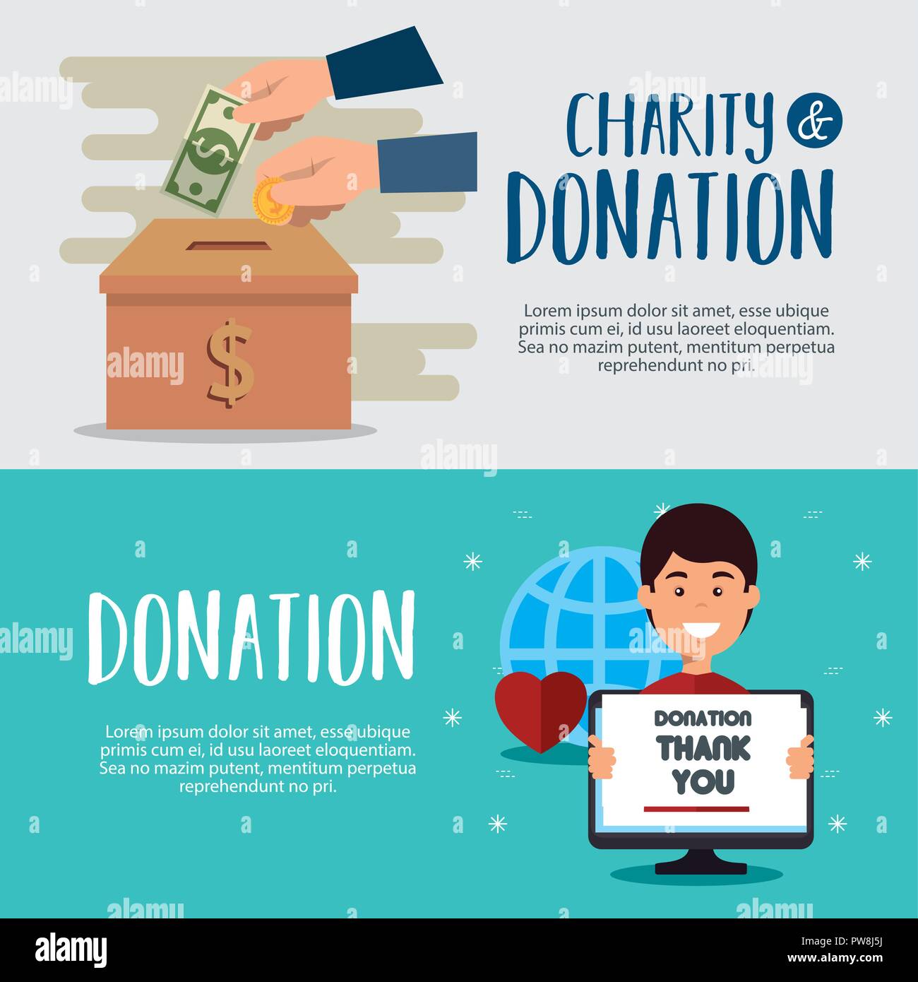 computer with charity donation online Stock Vector Image & Art - Alamy