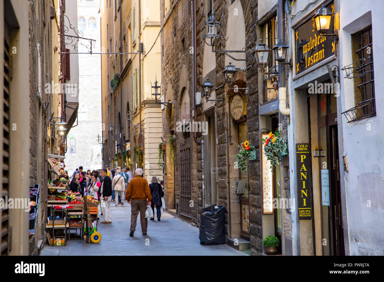 Walking through the narrow streets of Florence, Tuscany,Italy,Europe ...