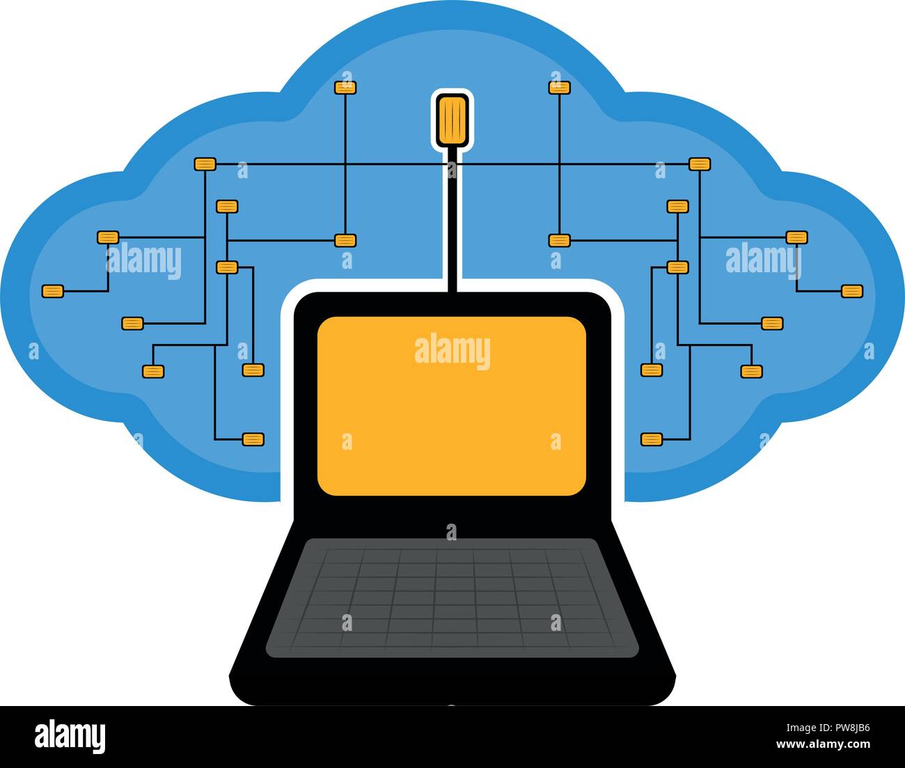 Computer connected to a cloud Stock Vector Image & Art - Alamy