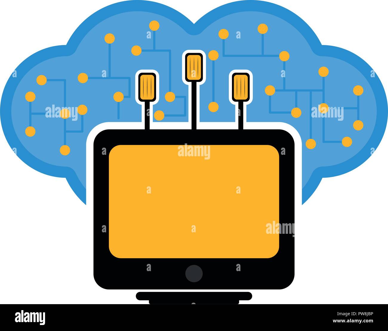 Computer connected to a cloud Stock Vector Image & Art - Alamy