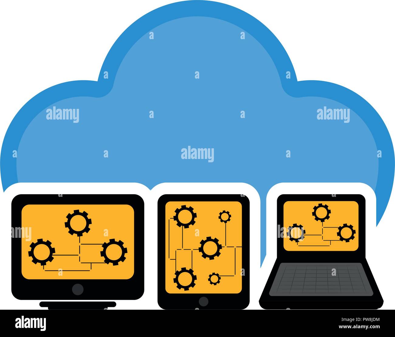 Different devices connected to cloud technology Stock Vector Image ...