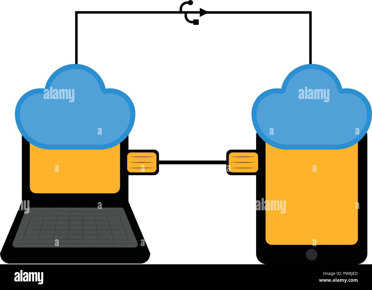 Tablet connected cloud illustration Stock Vector Images - Alamy