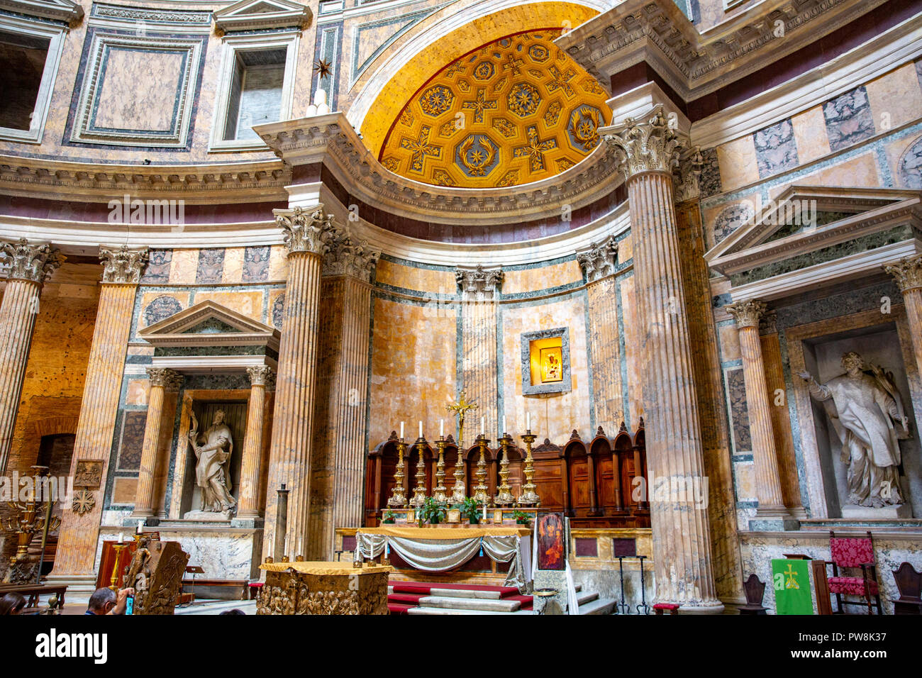 Interior of the Pantheon in Rome,Italy,Europe a famous and highly ...