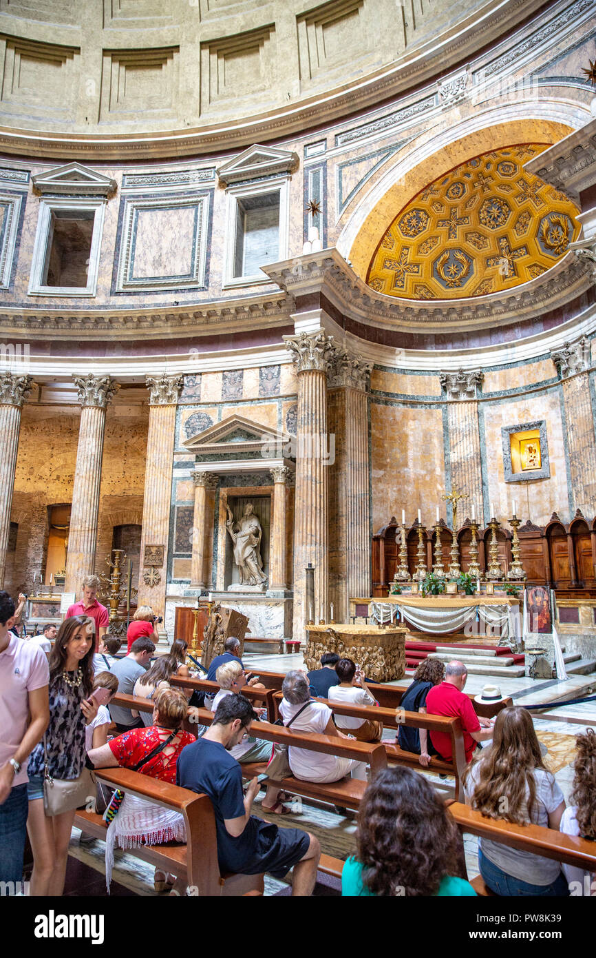 Interior of the Pantheon in Rome,Italy,Europe a famous and highly ...