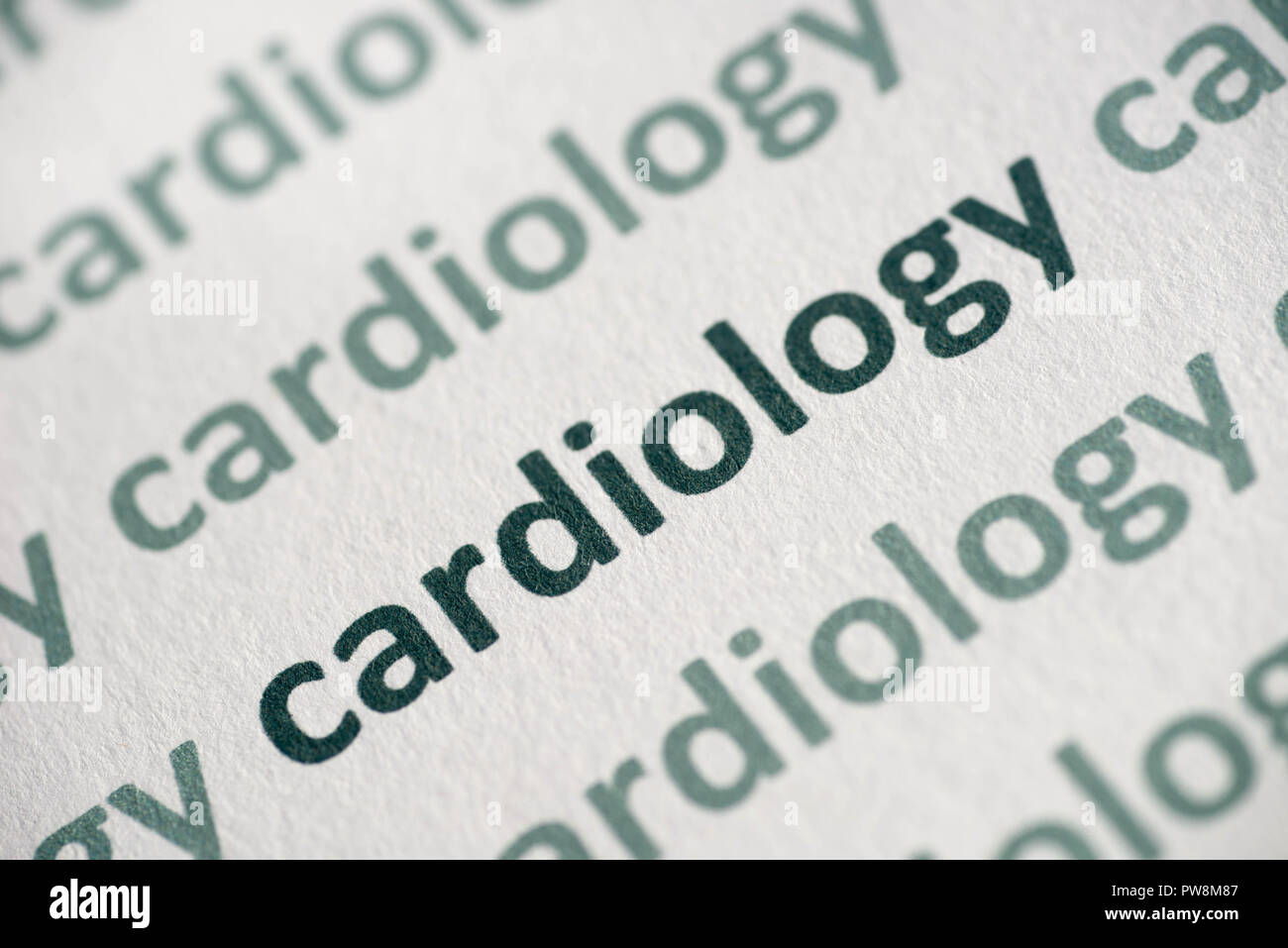 word cardiology printed on white paper macro Stock Photo - Alamy