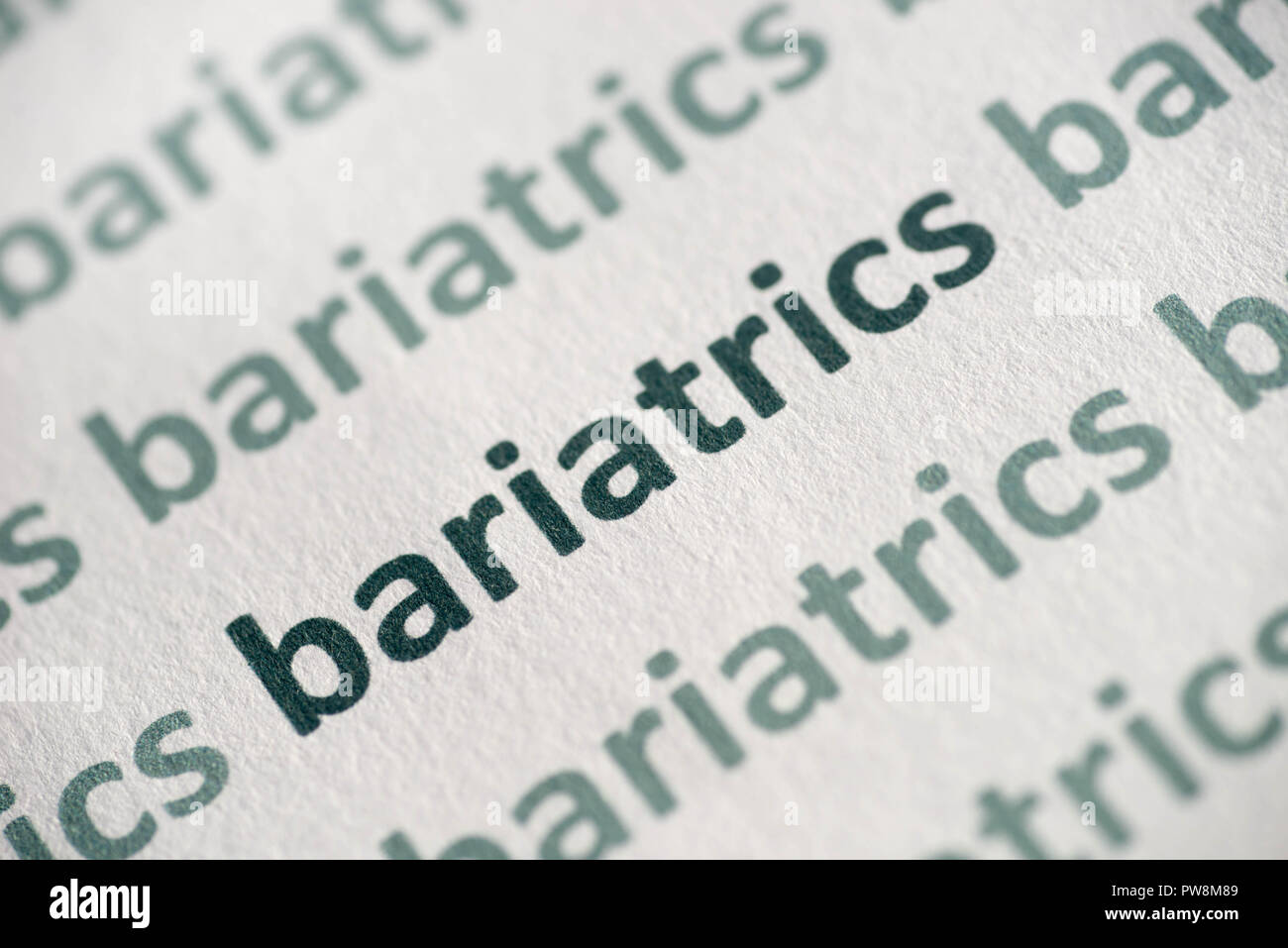 word bariatrics printed on white paper macro Stock Photo - Alamy