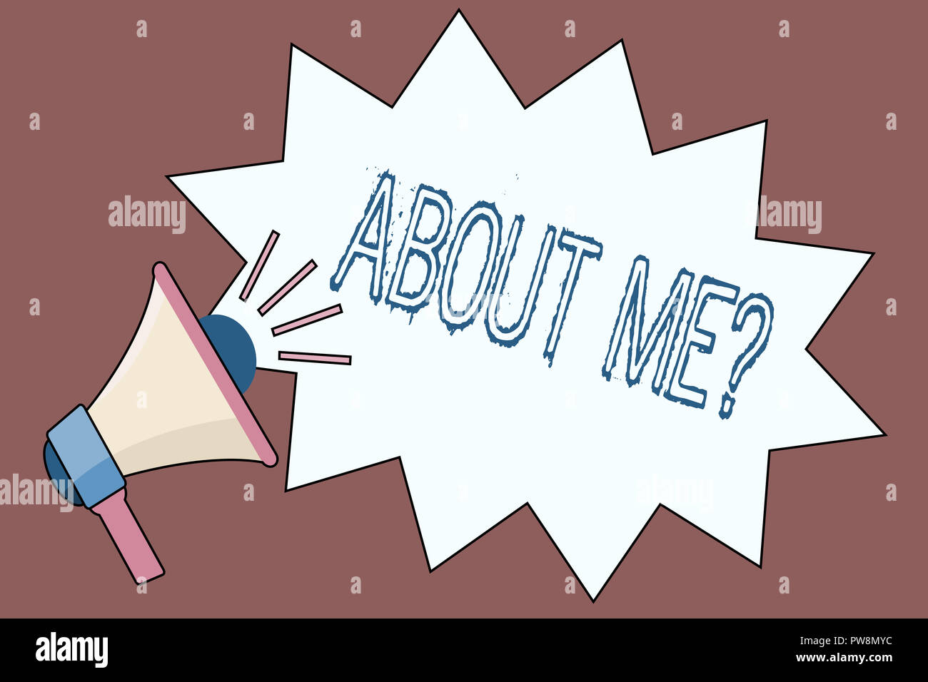 Handwriting text ABOUT ME question. Concept meaning Interrogating ...