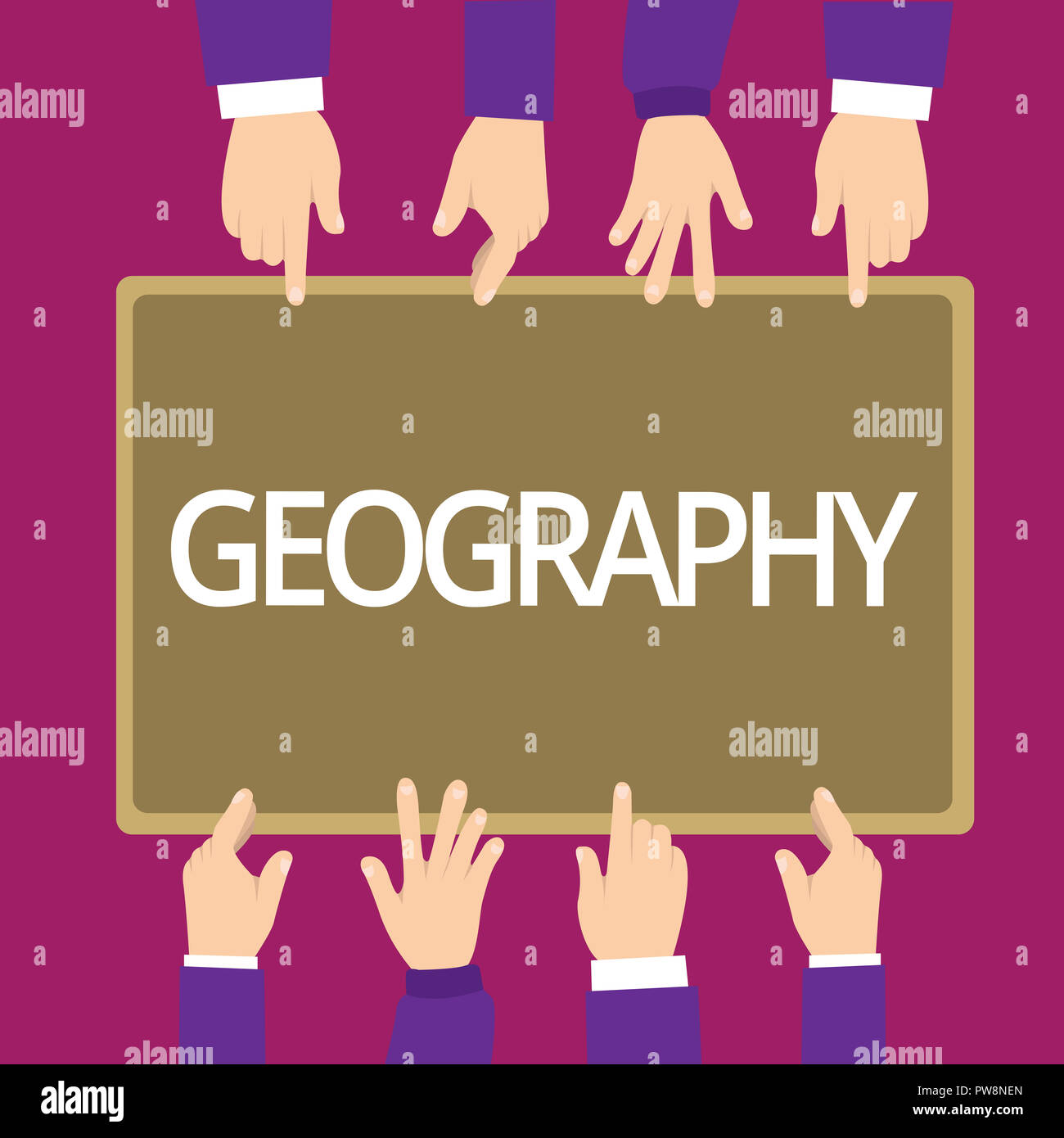 Handwriting text writing Geography. Concept meaning study of physical ...