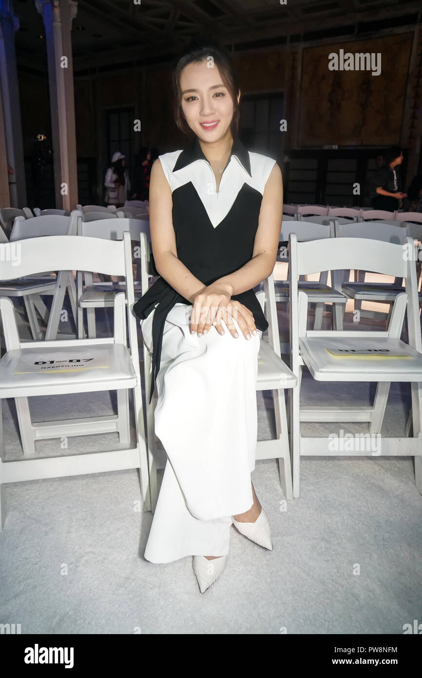 Naersiling Runway Show for NYFW SS19 with seated Chinese celebrity guest Wu Jingyan and Wang ...
