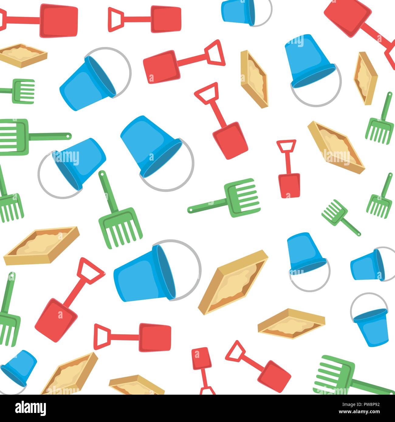 plastic sand buckets and toys pattern vector illustration design Stock ...