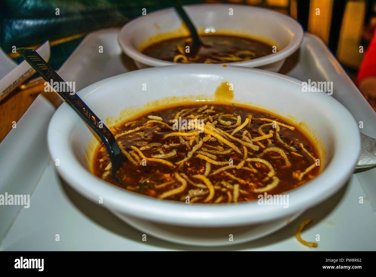 Indian famous fast food chilli chicken and chow-min displayed in a ...