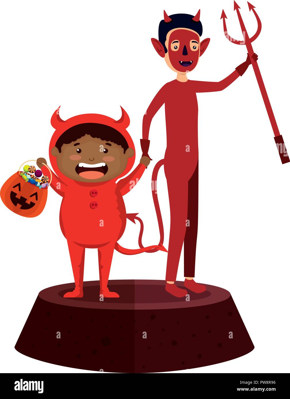 devil and kid halloween costume characters Stock Vector Image & Art - Alamy