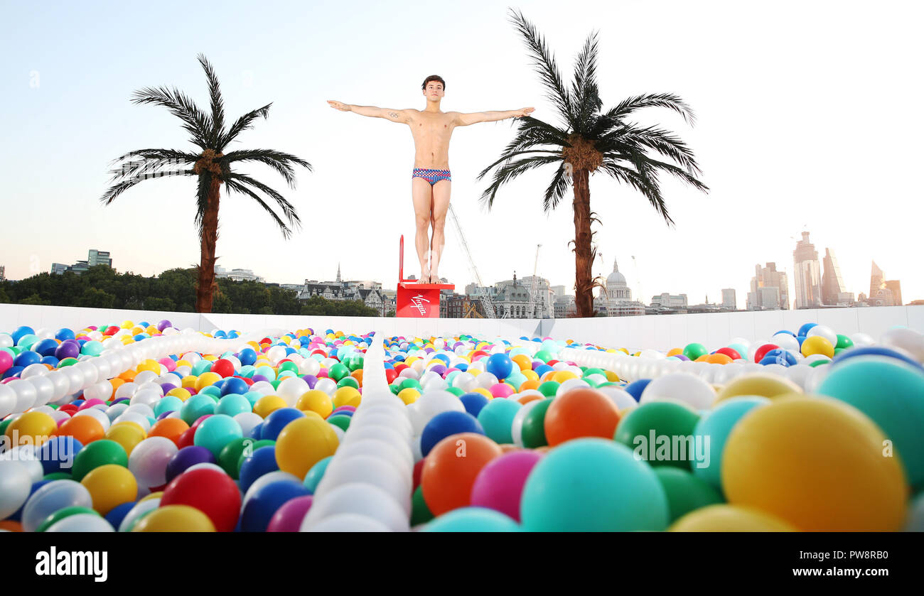 Tom Daley makes a splash in a giant outdoor ball-pit on London’s ...
