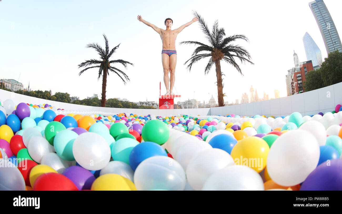 Tom Daley makes a splash in a giant outdoor ball-pit on London’s ...