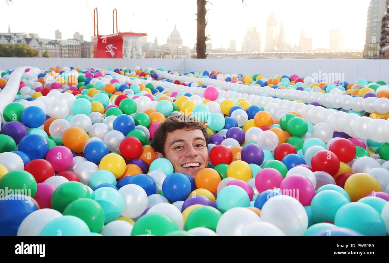 Tom Daley makes a splash in a giant outdoor ball-pit on London’s ...