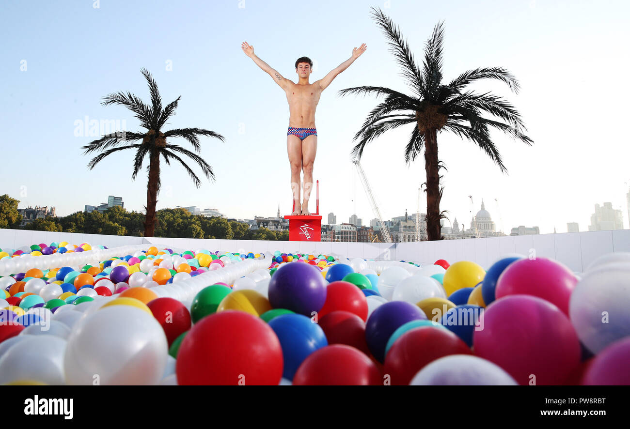 Tom Daley makes a splash in a giant outdoor ball-pit on London’s ...