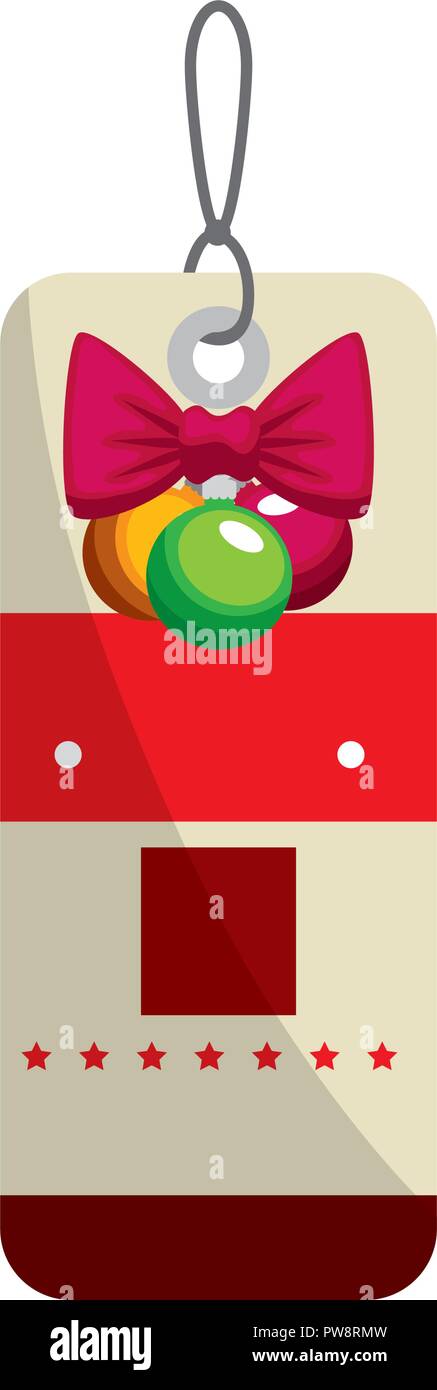 merry christmas tag hanging with bown and balls Stock Vector Image ...